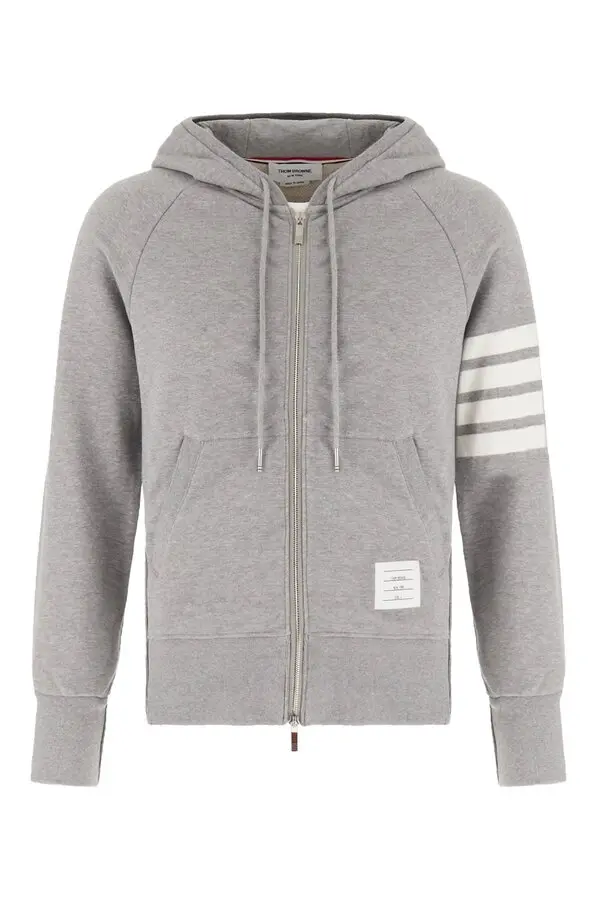 Thom Browne Full Zip Hoodie With Signature Stripes - Multicolor
