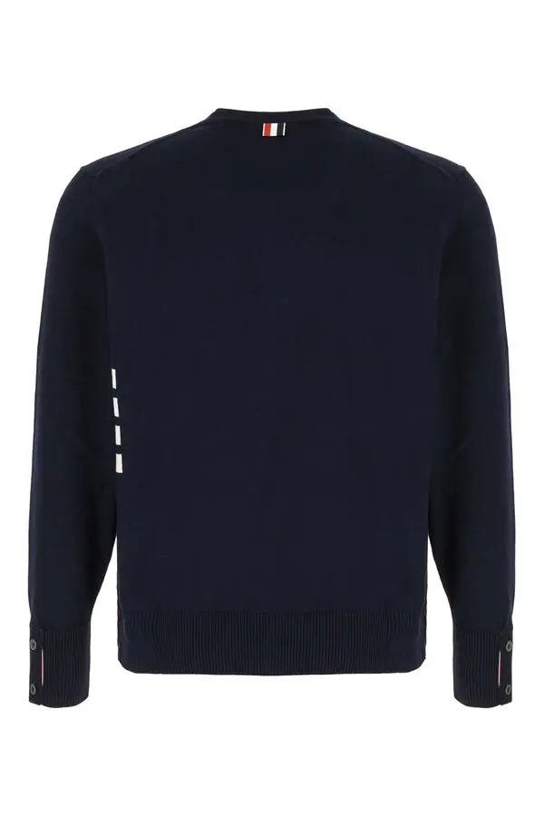 Thom Browne V-neck Cardigan With Button Detail And Pockets