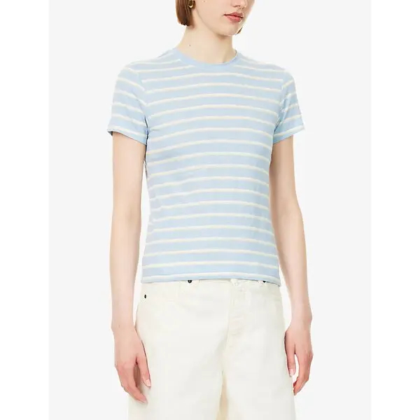 FRAME Striped Linen-blend T-shirt