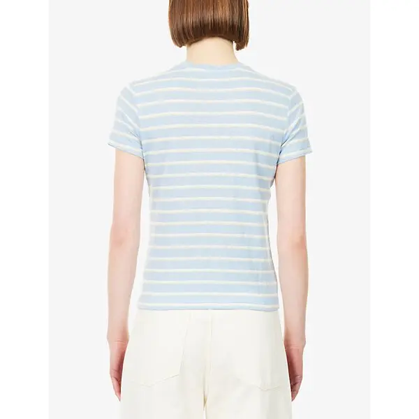 FRAME Striped Linen-blend T-shirt