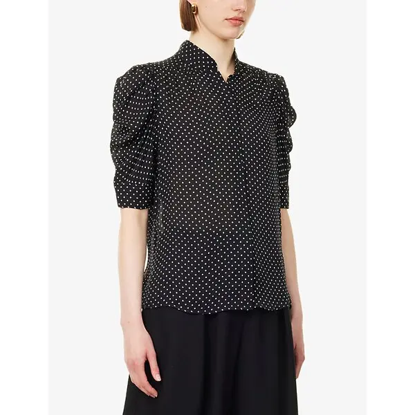FRAME Gillian Polka-dot Silk Blouse