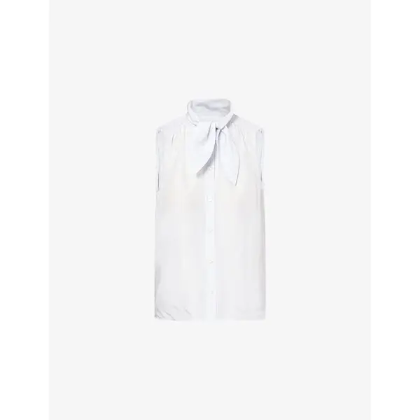 FRAME Novelist Neck-tie Silk Tank Shirt