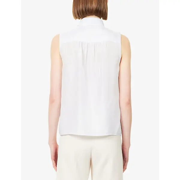FRAME Novelist Neck-tie Silk Tank Shirt