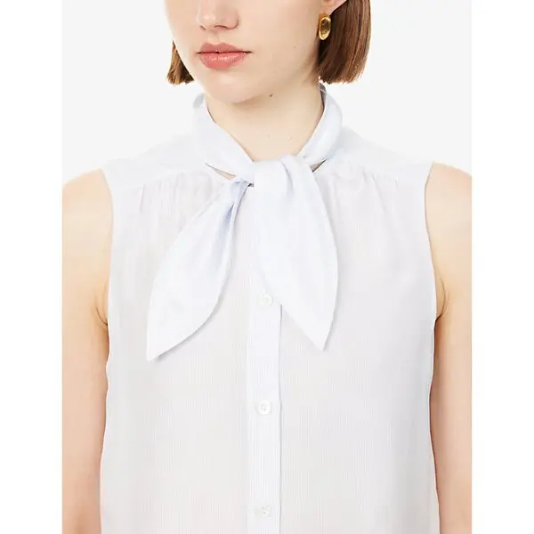 FRAME Novelist Neck-tie Silk Tank Shirt