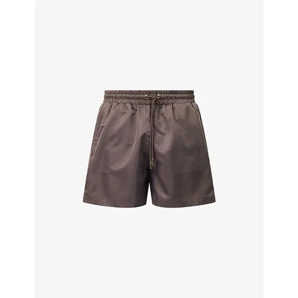 THE COUTURE CLUB Emblem Water Reactive Woven Swim Shorts - Brown