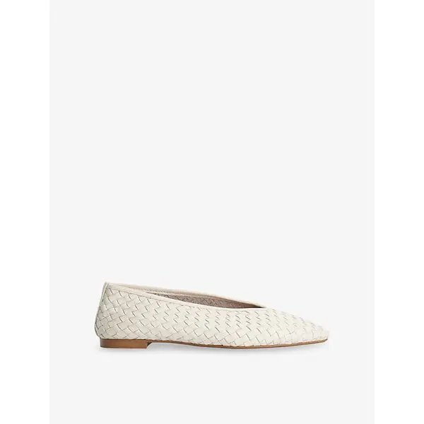 DUNE Henlee Woven Leather Ballet Flats - Ecru Leather