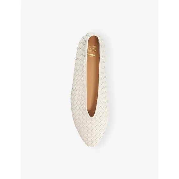 DUNE Henlee Woven Leather Ballet Flats - Ecru Leather
