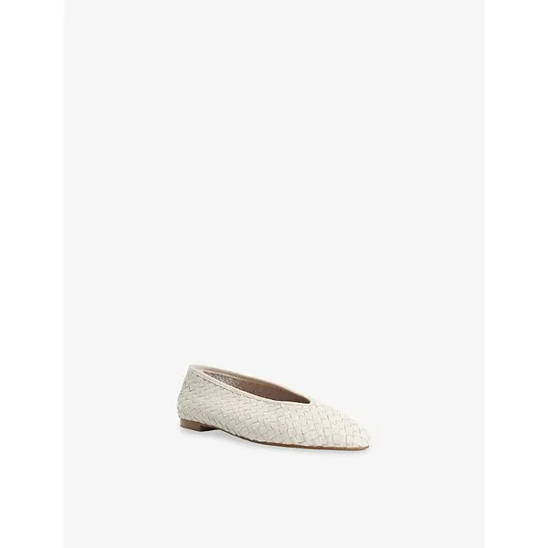 DUNE Henlee Woven Leather Ballet Flats - Ecru Leather