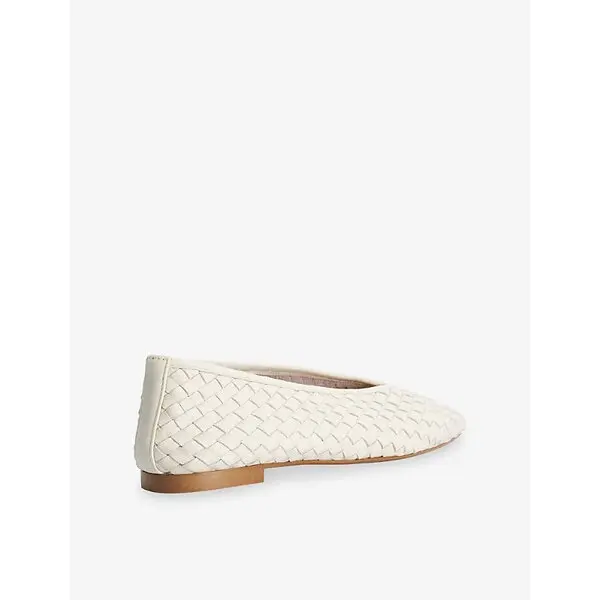 DUNE Henlee Woven Leather Ballet Flats - Ecru Leather