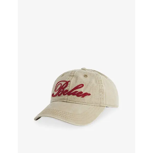 BELIER Embroidered Denim Baseball Cap - Stone/red