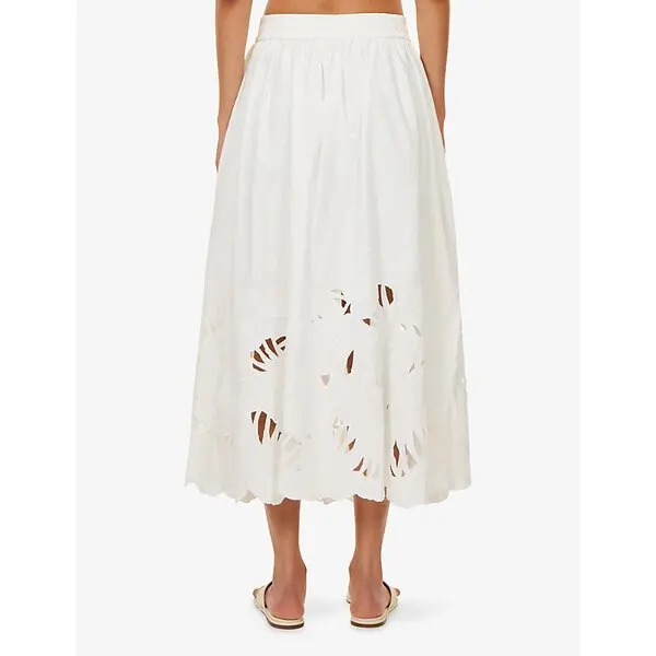 Zimmermann Embroidered Cotton Midi Skirt - Ivory