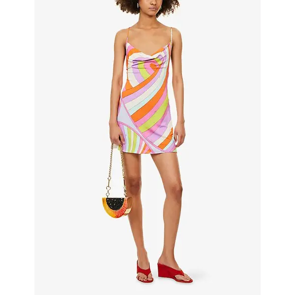 Emilio Pucci Graphic-print Satin-jersey Mini Dress
