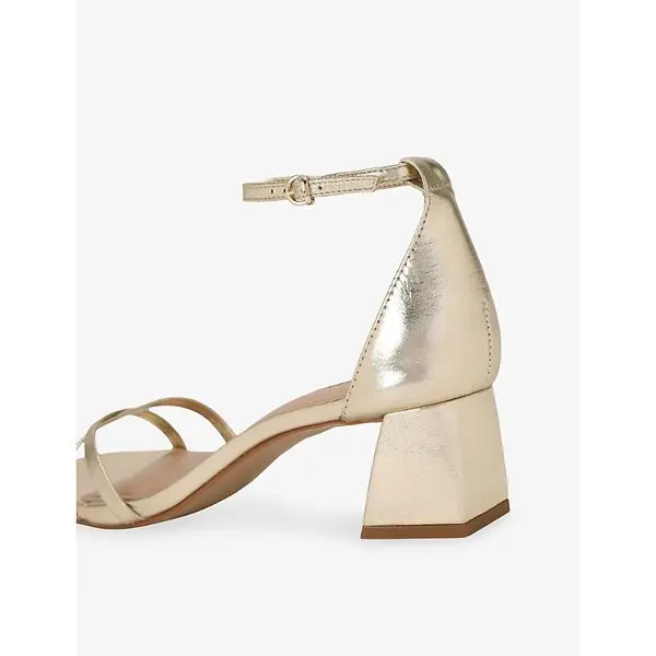 Steve Madden Rae Metallic Leather Heeled Sandals - Gold