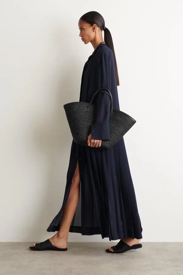 Cos Pleated Bow-detail Midi Shirt Dress