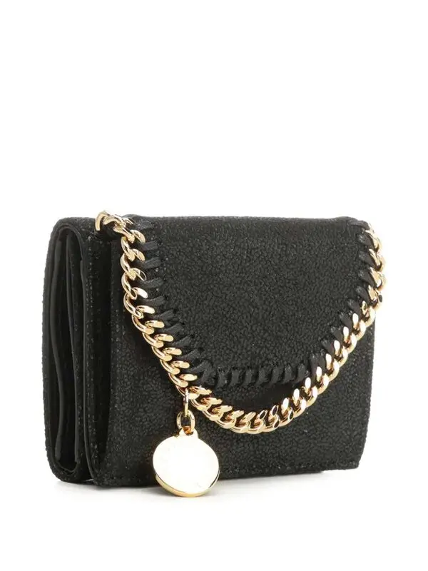 Stella McCartney Falabella Tri-fold Wallet With Chain Trim - Black