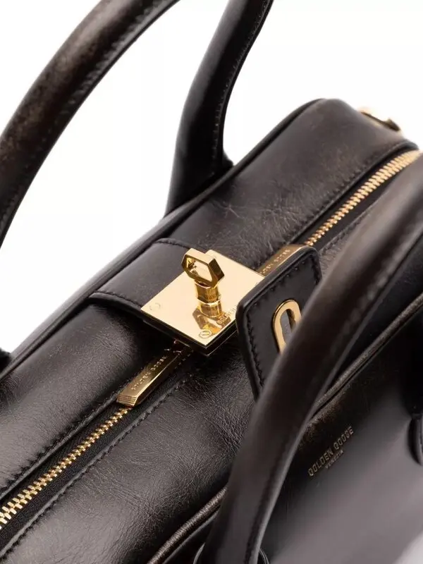 GOLDEN GOOSE Vita Logo Printed Tote Bag - Black