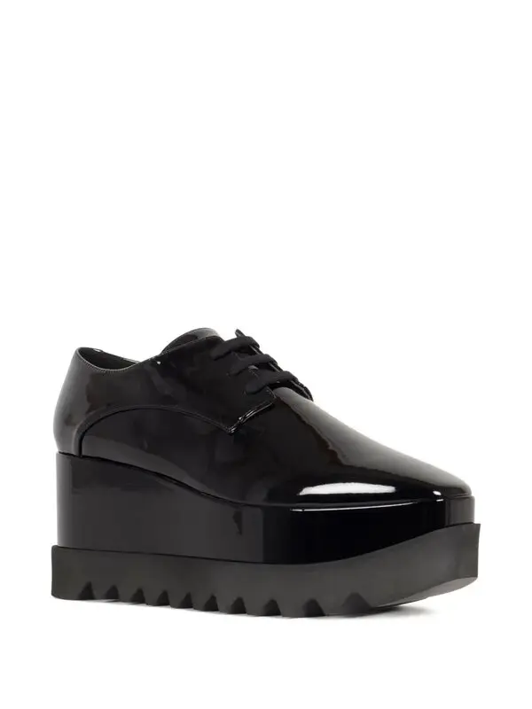 Stella McCartney Oxford Elyse Shiny 80mm Wedge Platform Shoes - Black