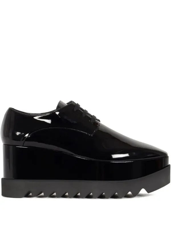 Stella McCartney Oxford Elyse Shiny 80mm Wedge Platform Shoes - Black