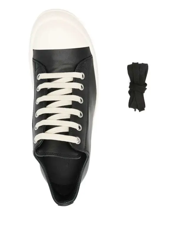Rick Owens Lace-up Leather Sneakers - Black