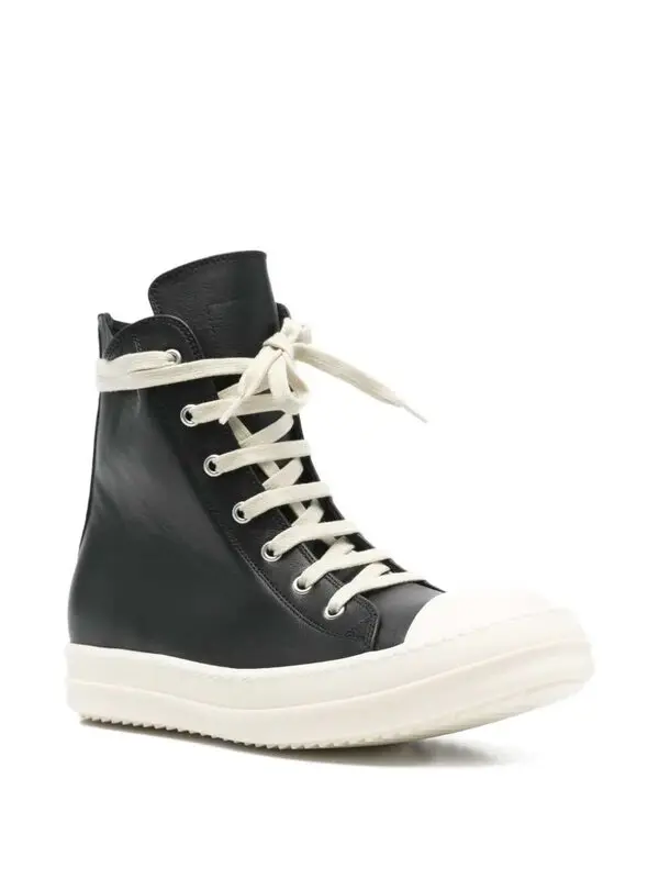 Rick Owens High-top Leather Sneakers - Black