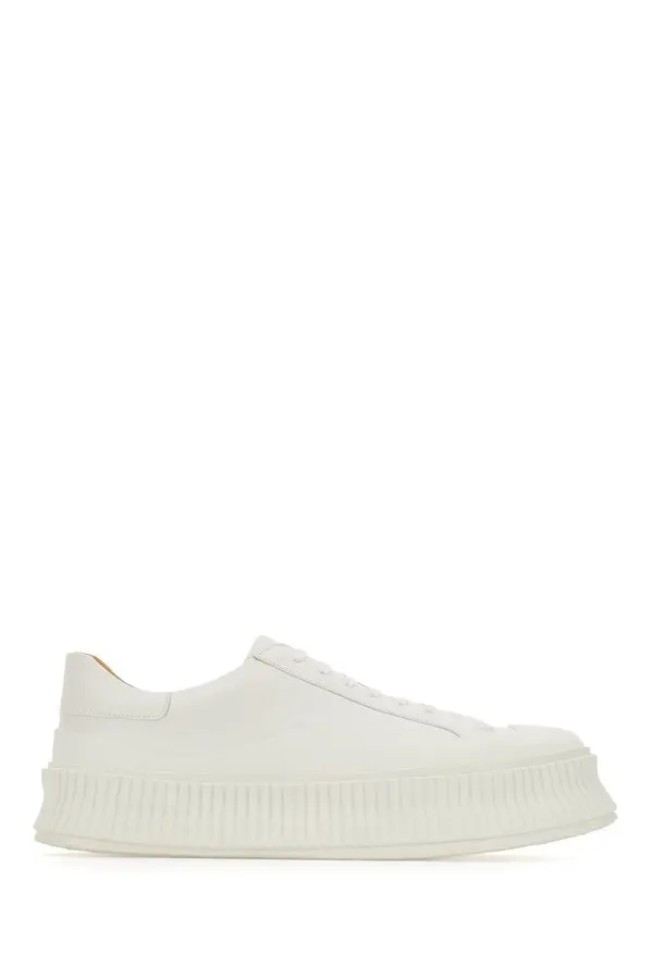 JIL SANDER White Leather Lace-up Sneakers