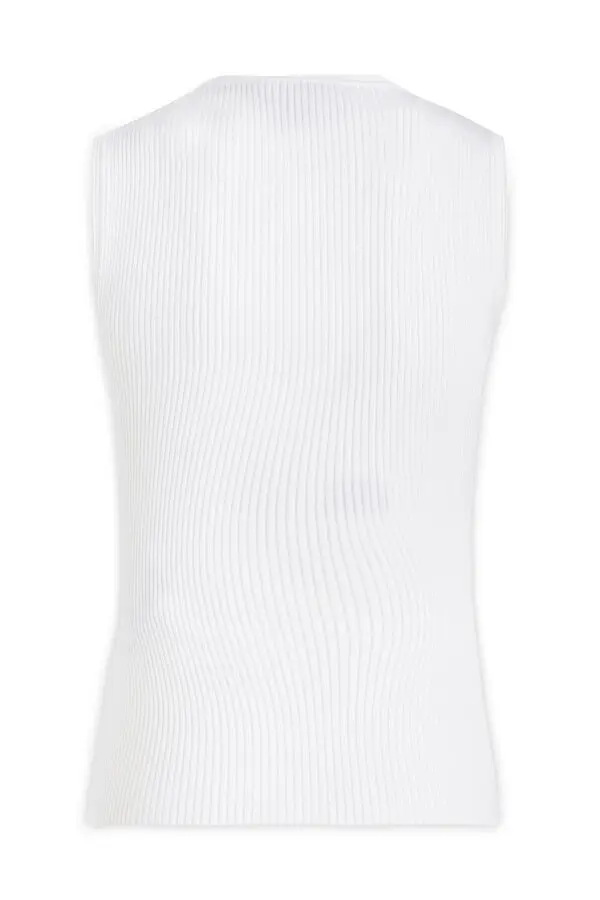 Alexander McQueen Ribbed Sleeveless Top With Asymmetrical Zip Detail