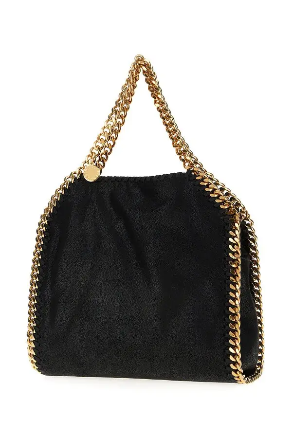 Stella McCartney Black Textured Shoulder Bag With Gold Tone Chain Strap - Multicolor