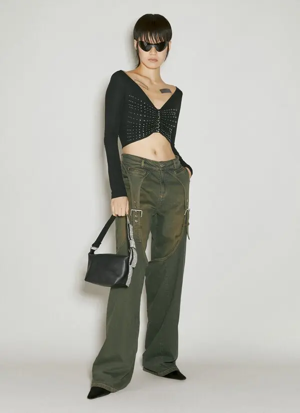 Kara Crystal Bow Zipper Shoulder Bag