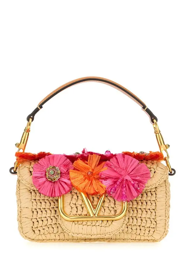 Valentino Garavani Raffia Shopper Bag With Embellishments - Multicolor