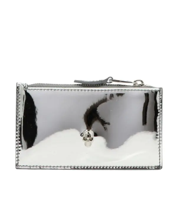 Alexander McQueen Skull Embellished Zipped Wallet - Gray