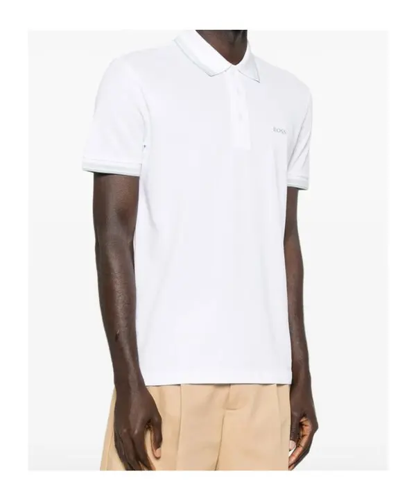 Hugo Boss Logo Embroidered Short-sleeved Polo Shirt - White