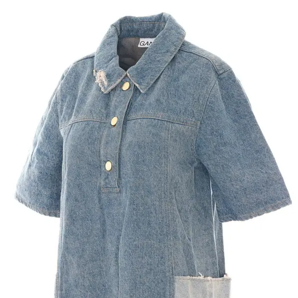 GANNI Patchwork Denim Dress - Blue