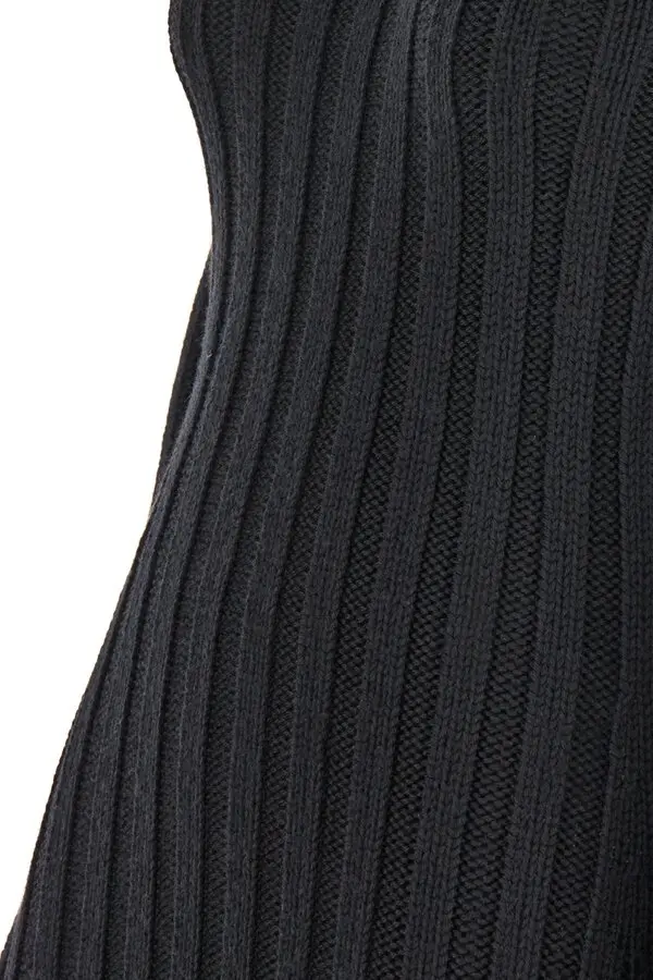 ANN DEMEULEMEESTER Ribbed Knit High Neck Maxi Dress