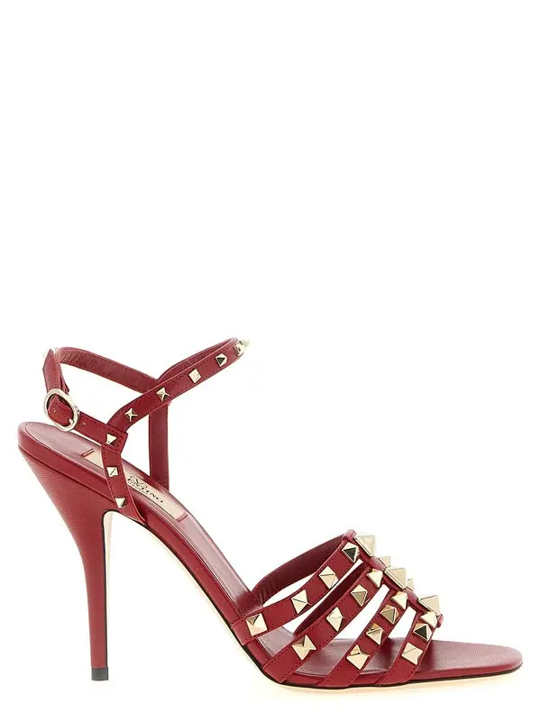 Valentino Garavani Rockstud Flat Sandals - Red
