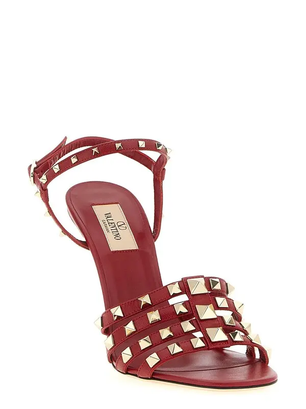Valentino Garavani Rockstud Flat Sandals - Red