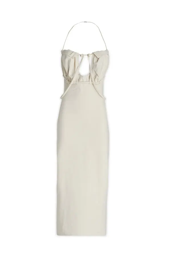 Jacquemus Beige Halter Neck Dress With Cut-out Detail