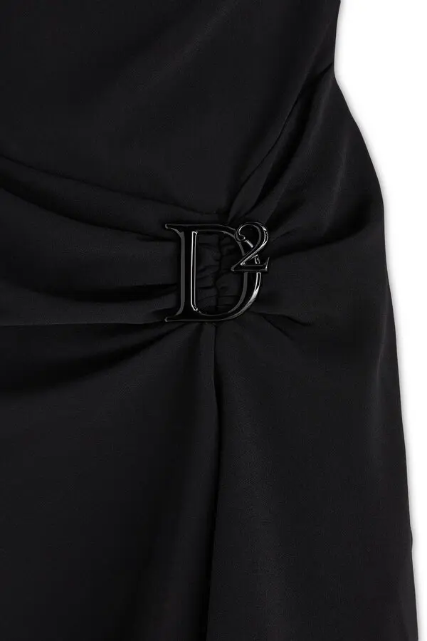 Dsquared2 Long Sleeve Draped Dress With D-logo Detail - Multicolor