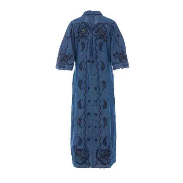 Zimmermann Aster Embroidered Midi Dress - Blue