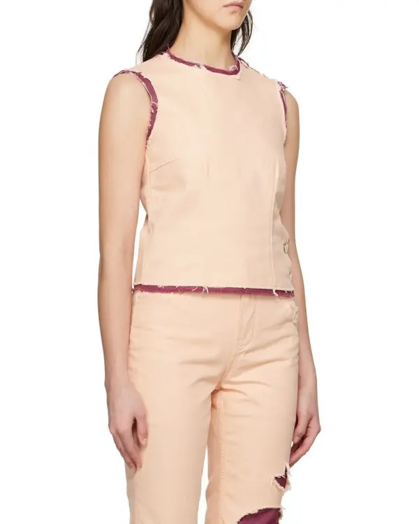 Raf Simons Button Fastened Layered Raw-cut Hem Tank Top