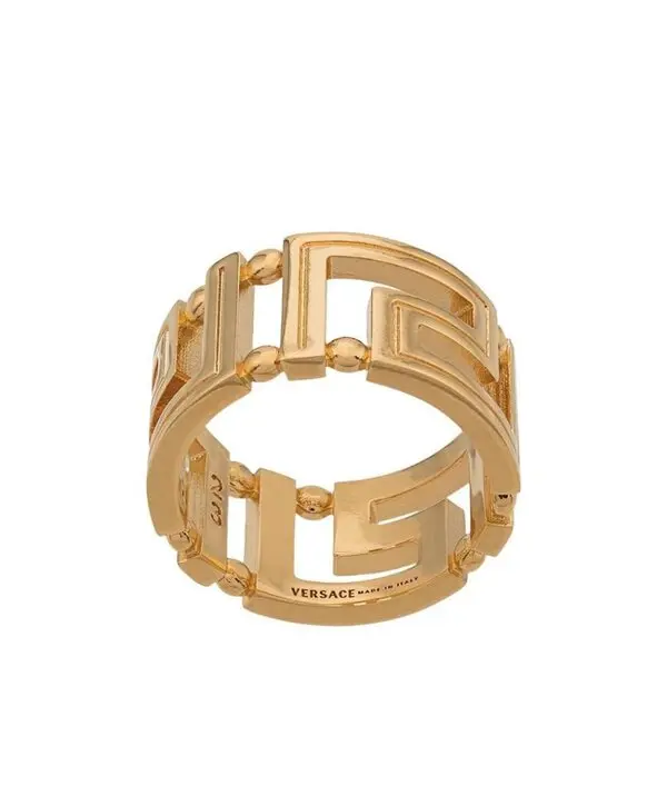Versace Greca Logo Engraved Ring - Yellow