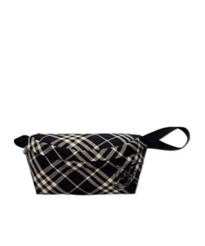 Burberry Equestrian Knight Motif Checked Belt Bag - Black/calico