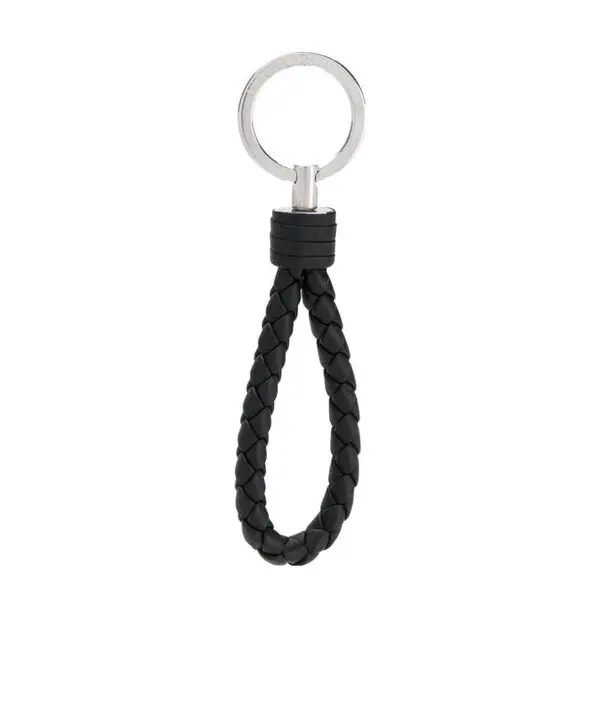 Bottega Veneta Intrecciato Leather Key Ring - Black