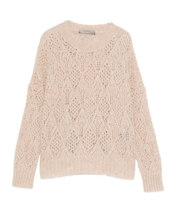 D.exterior Open-knit Round-neck Sweater