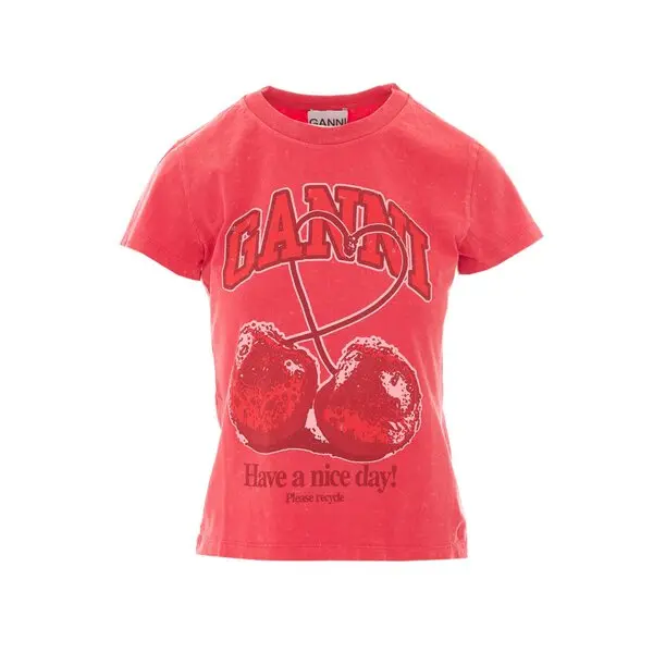 GANNI Baby Fit Future T-shirt With Cherry Print