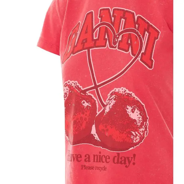 GANNI Baby Fit Future T-shirt With Cherry Print