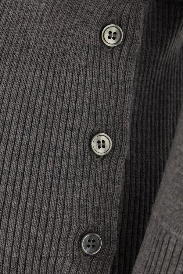 Thom Browne Ribbed Cardigan With Button Detail