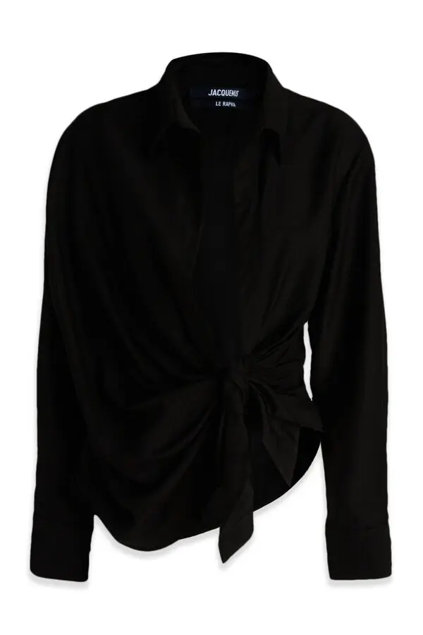 Jacquemus Le Raphia Draped Tie Detail Shirt - Multicolor
