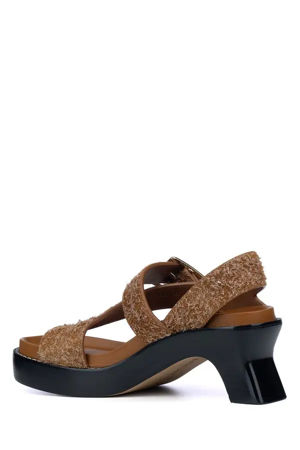 Loewe Textured Platform Sandals With Buckle Detail