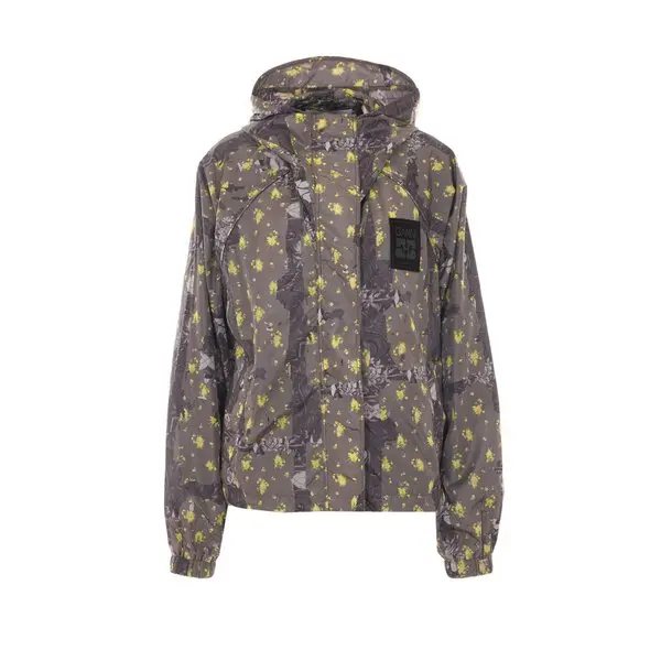 GANNI Floral Print Nylon Flyweight Jacket - Black