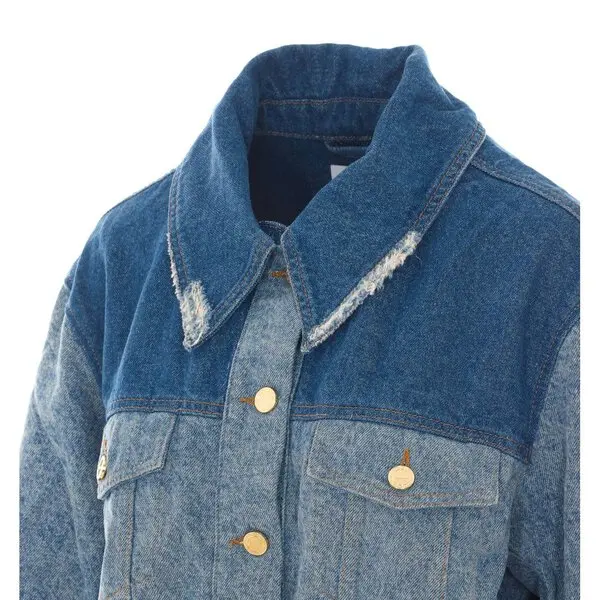 GANNI Patchwork Denim Jacket - Blue